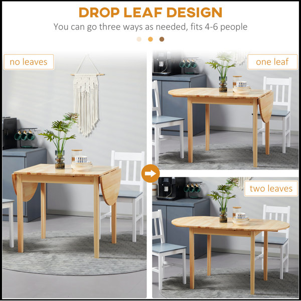 Winston Porter Richia 55" Drop Leaf Pine Solid Wood Drop Leaf Tables for Small Spaces, Folding ...